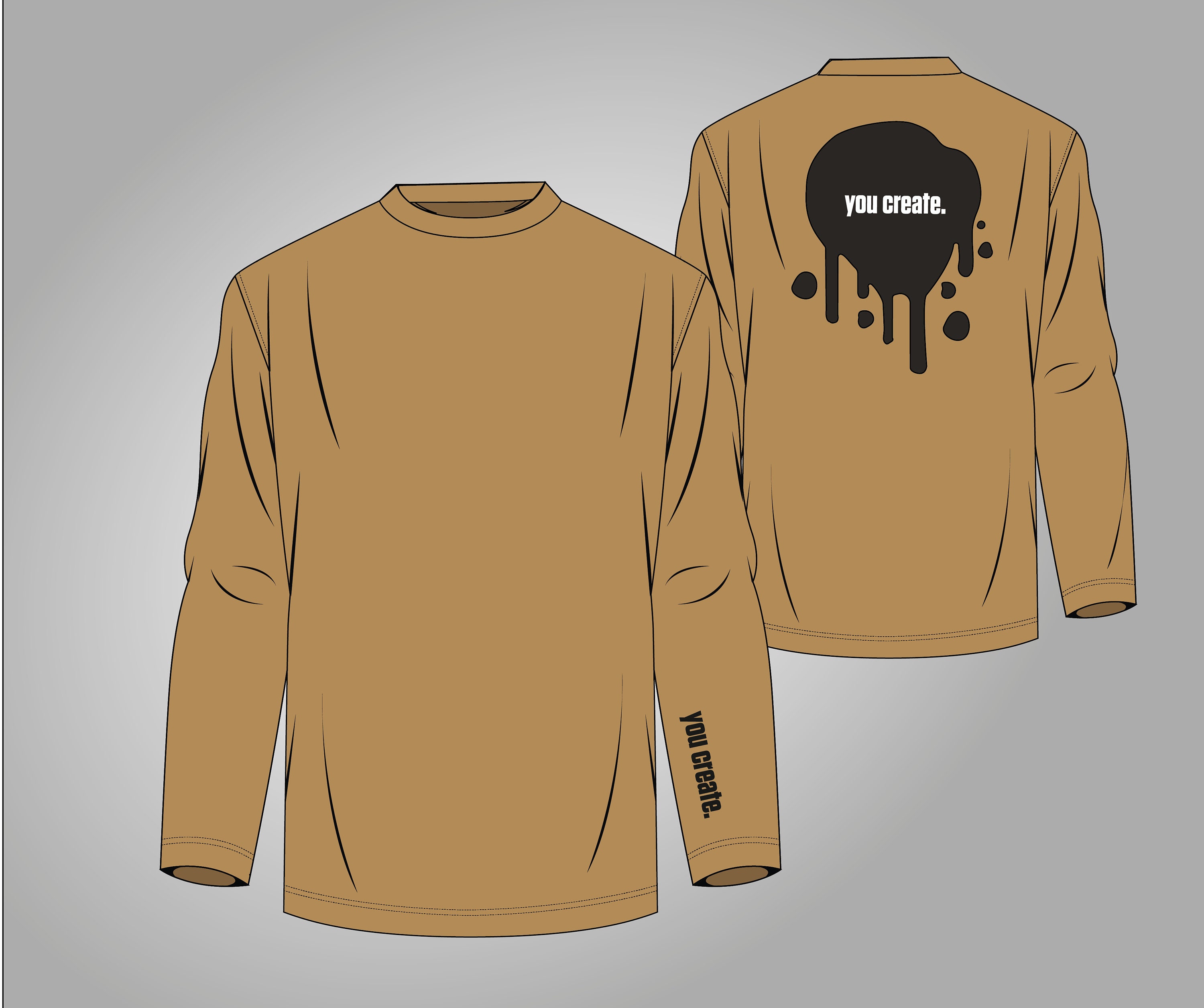 Digital Long Sleeve Tech Pack Silhouette Vector Design Illustrator ...