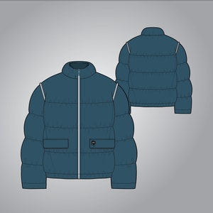Digital Puffer Jacket Vector Mockup Design Tech Pack Cad File - Etsy