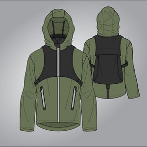 Digital Streetwear Jacket Tech Pack Vector Design Template | Fashion ...
