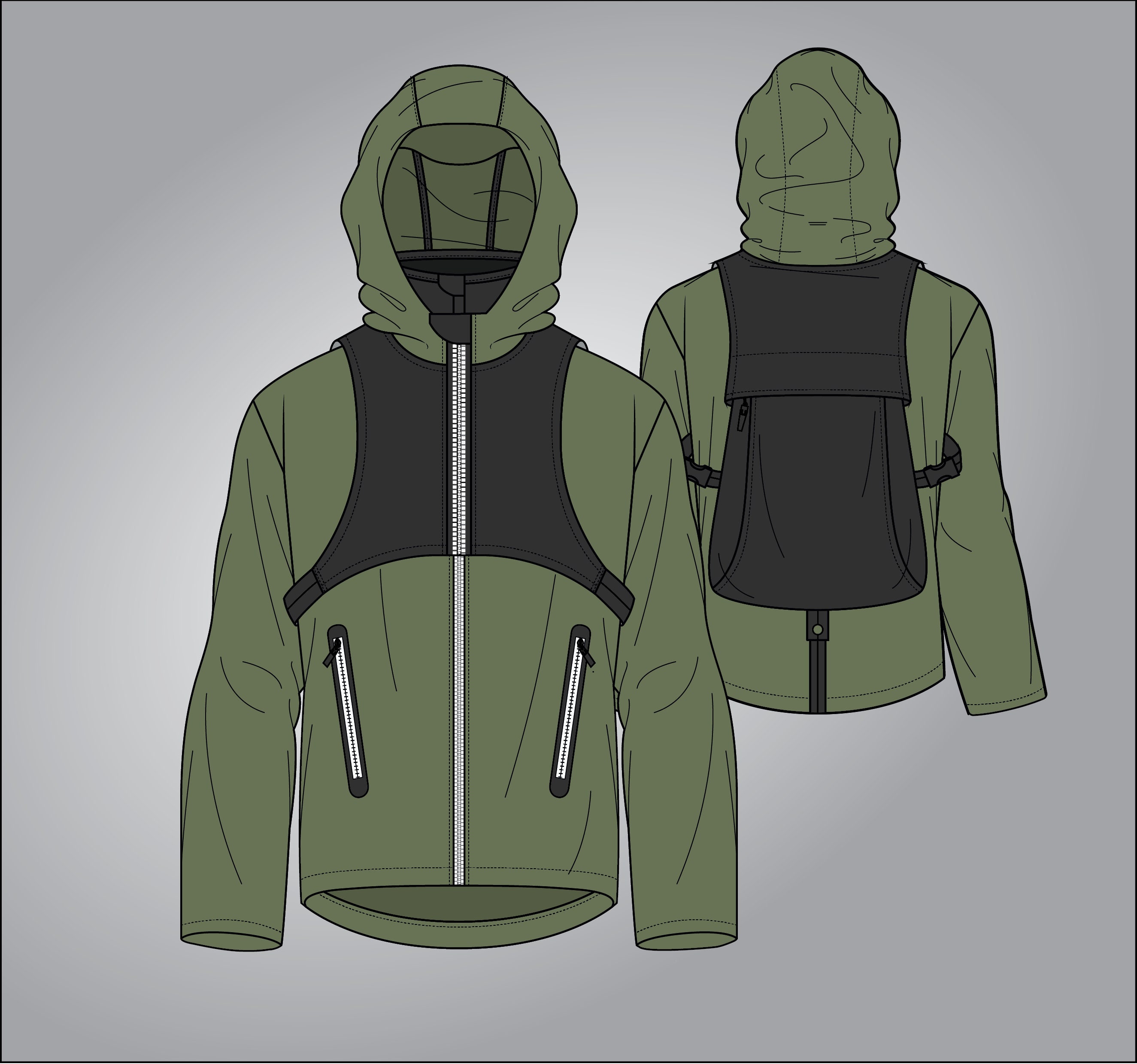 Digital Streetwear Jacket Tech Pack Vector Design Template | Fashion ...