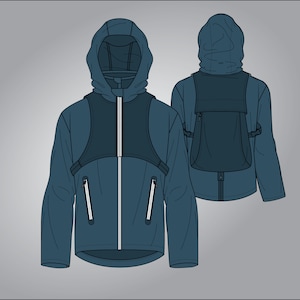 Digital Streetwear Jacket Tech Pack Vector Design Template | Fashion ...