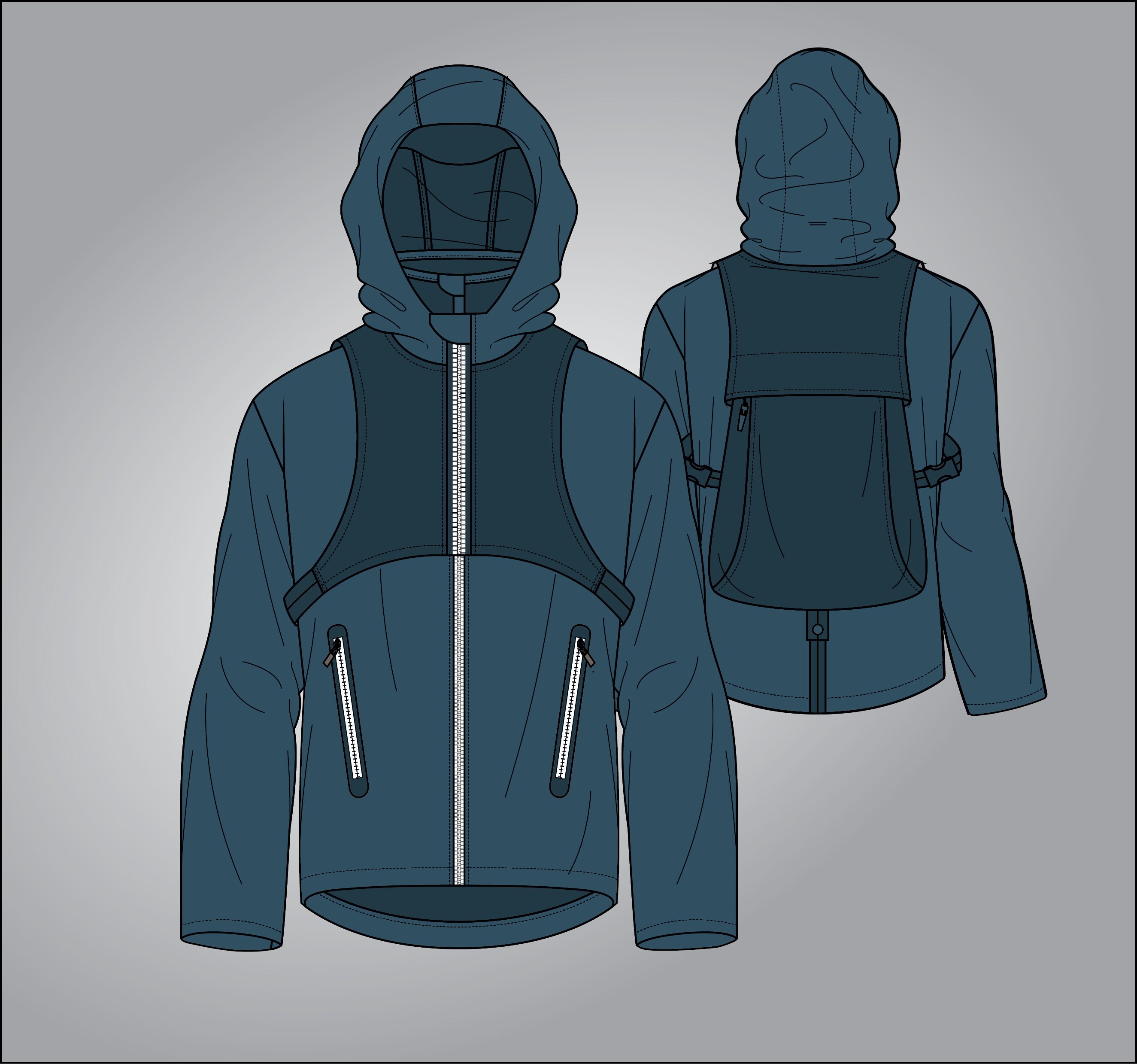 Digital Streetwear Jacket Tech Pack Vector Design Template | Fashion ...