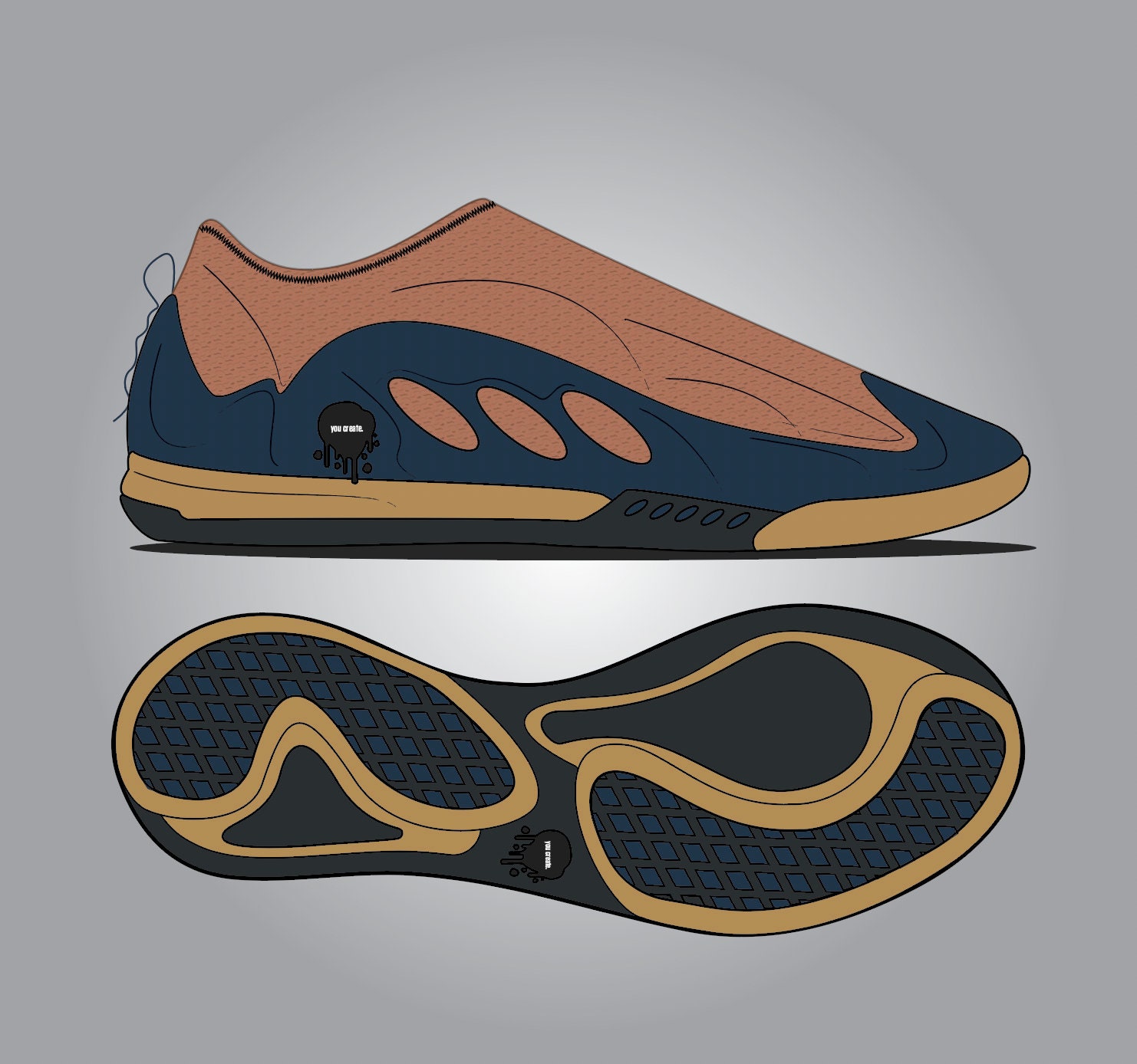 Digital Shoe Vector Mock up Template | Sneaker Outline Illustrator ...