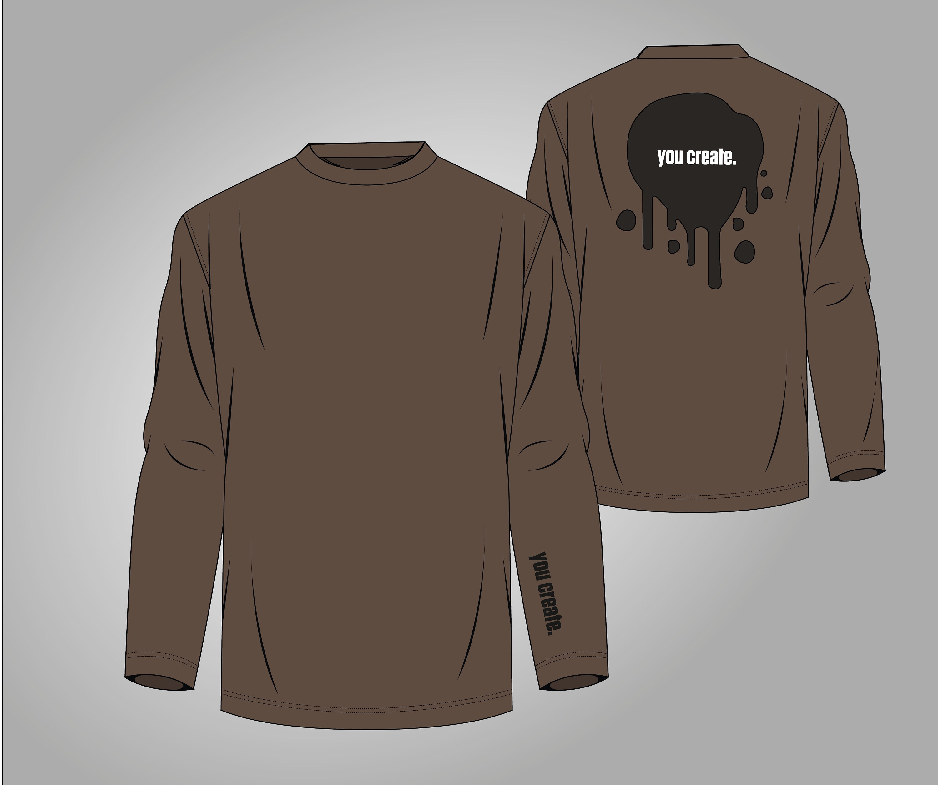 Digital Long Sleeve Tech Pack Silhouette Vector Design Illustrator ...