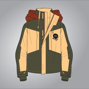 Digital Tech Jacket Tech Pack Illustrator Vector Sketch Streetwear ...