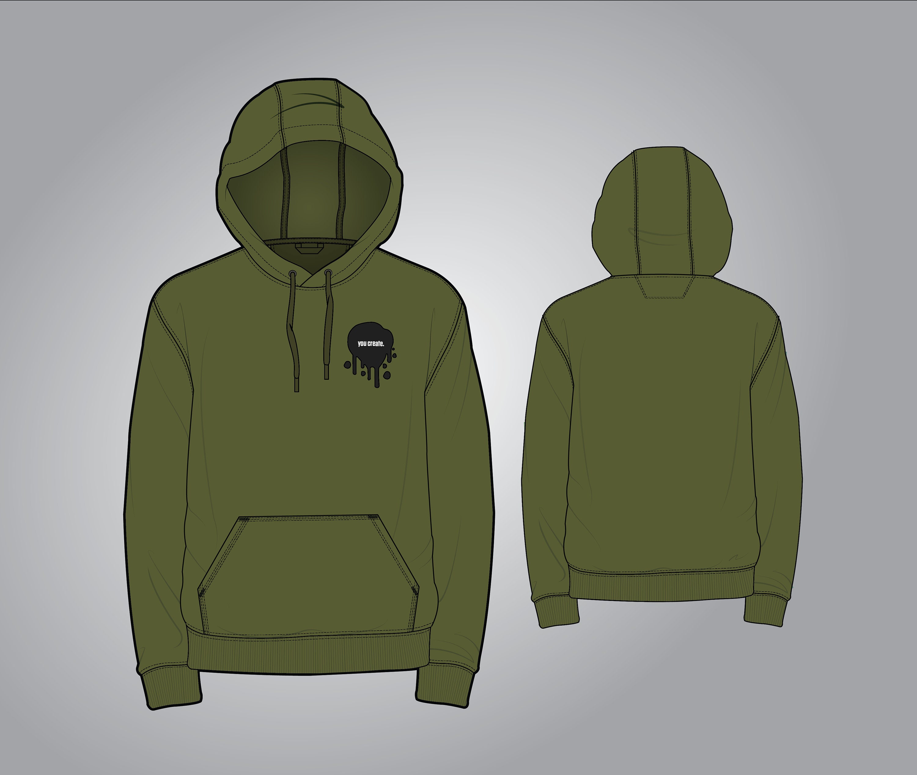 Digital Hoodie Vector Streetwear Fashion Design Template Illustrator ...