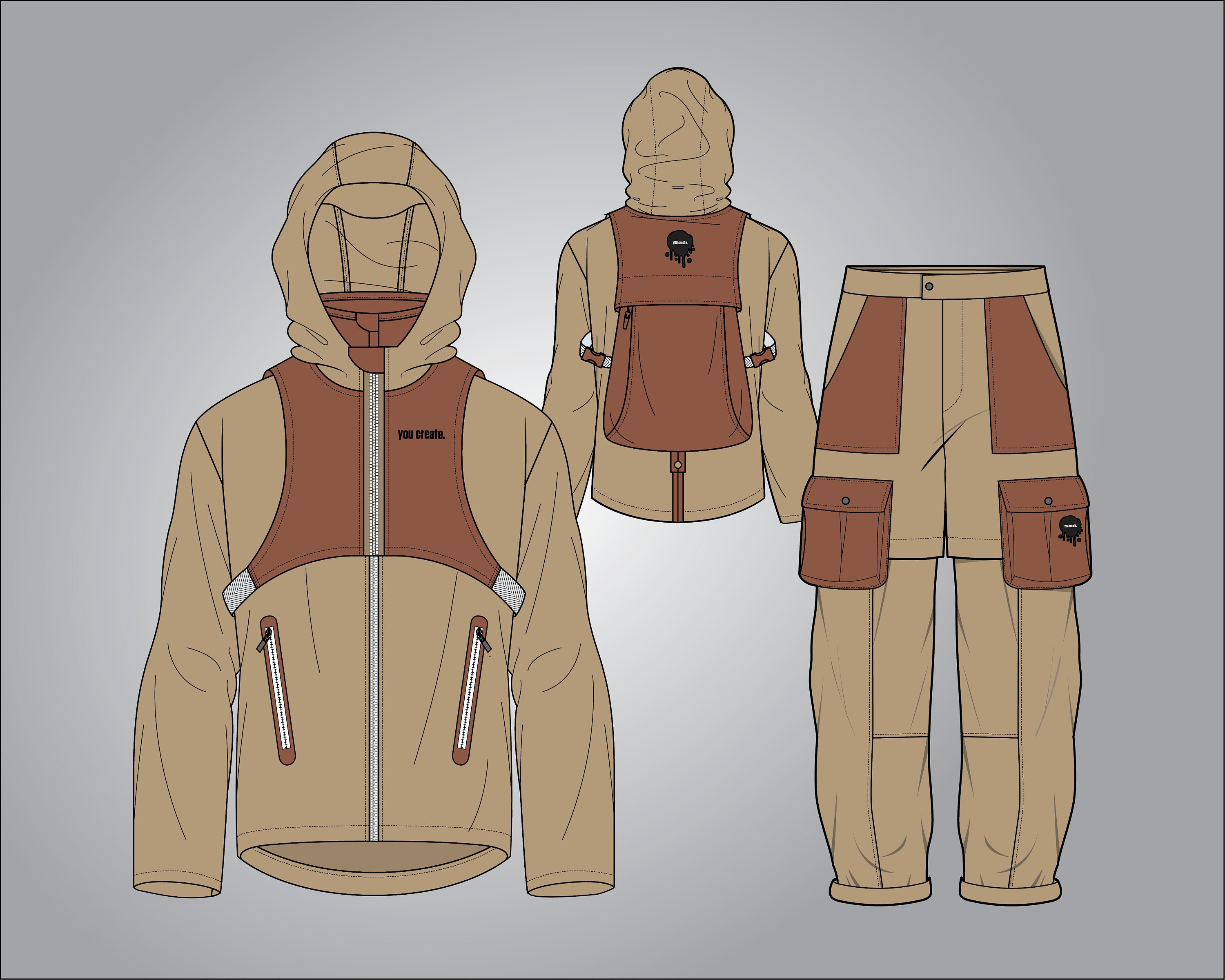 Digital Streetwear Tech Pack Vector Design Mockup Template Fashion Pack ...