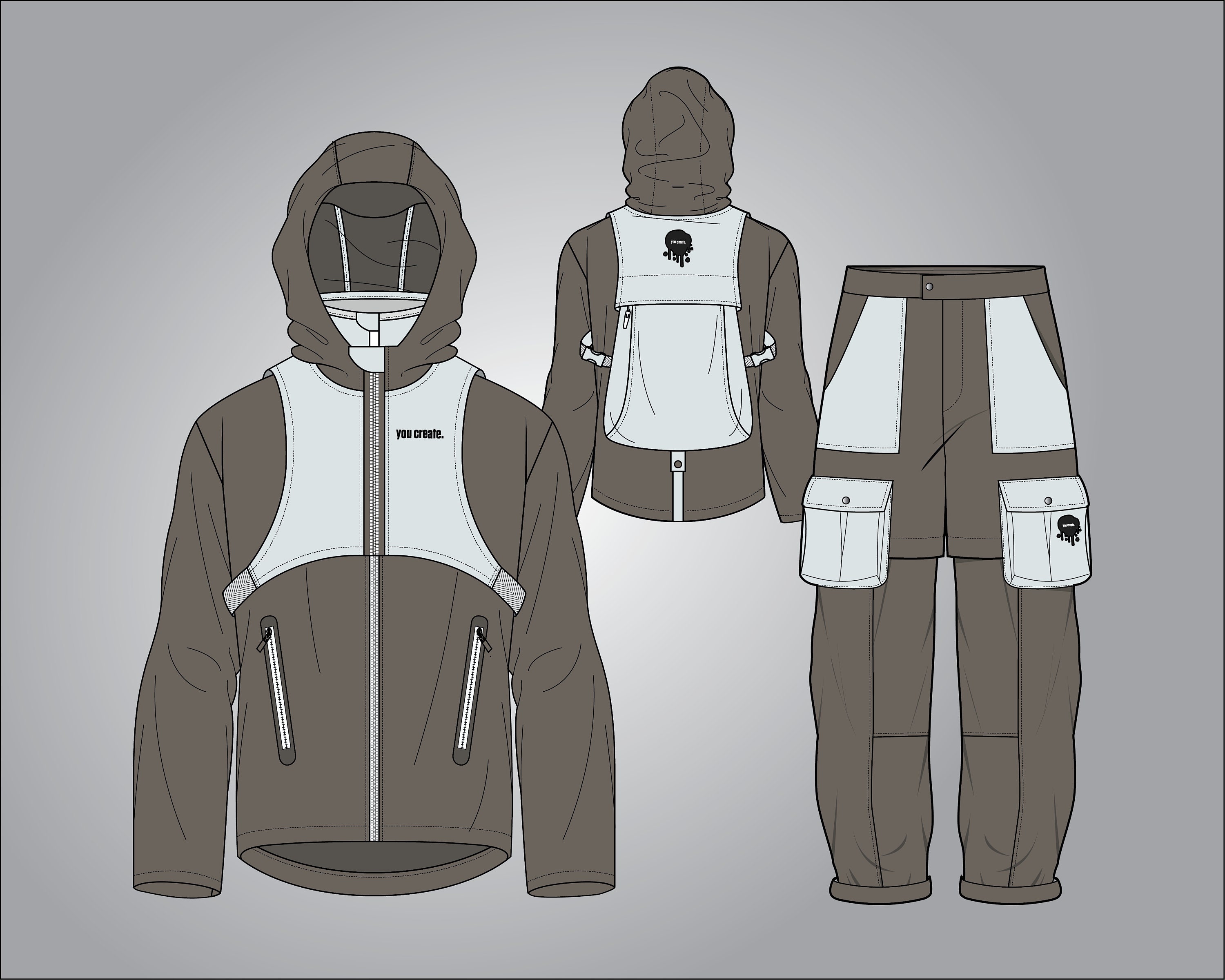 Digital Streetwear Tech Pack Vector Design Mockup Template Fashion Pack ...