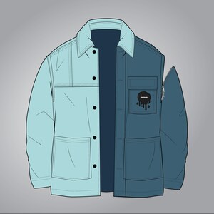 Denim Jacket Tech Pack Vector Image Mockup Template Streetwear ...