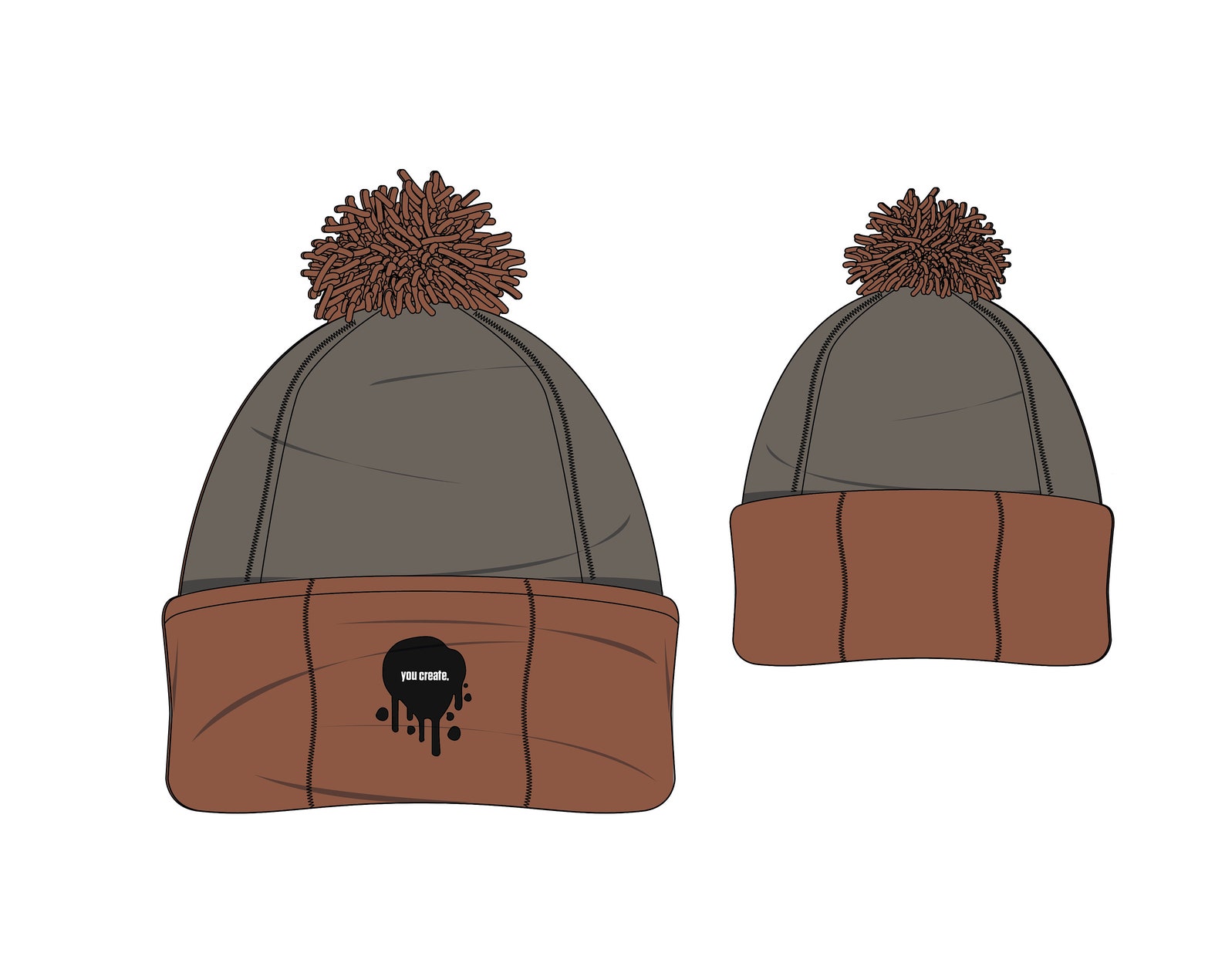 Digital Beanie Tech Pack Design Fashion Vector Mockup Template ...