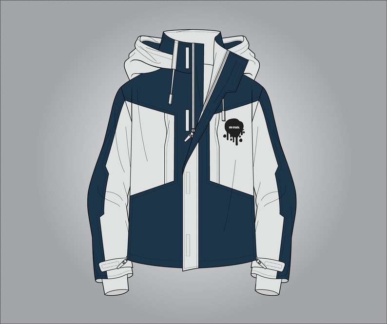 Digital Tech Jacket Tech Pack Illustrator Vector Sketch Streetwear ...