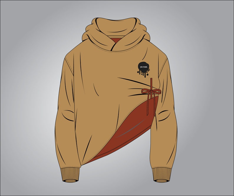 Digital Hoodie Tech Pack Vector Image Illustrator Editable Streetwear ...