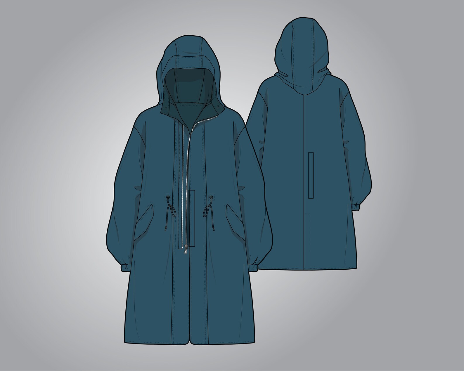 Digital Parka Mockup Template Tech Pack Design Streetwear Fashion ...