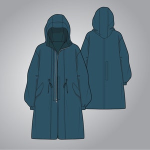 Digital Parka Mockup Template Tech Pack Design Streetwear Fashion ...