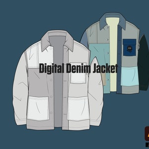 Denim Jacket Tech Pack Vector Image Mockup Template Streetwear ...