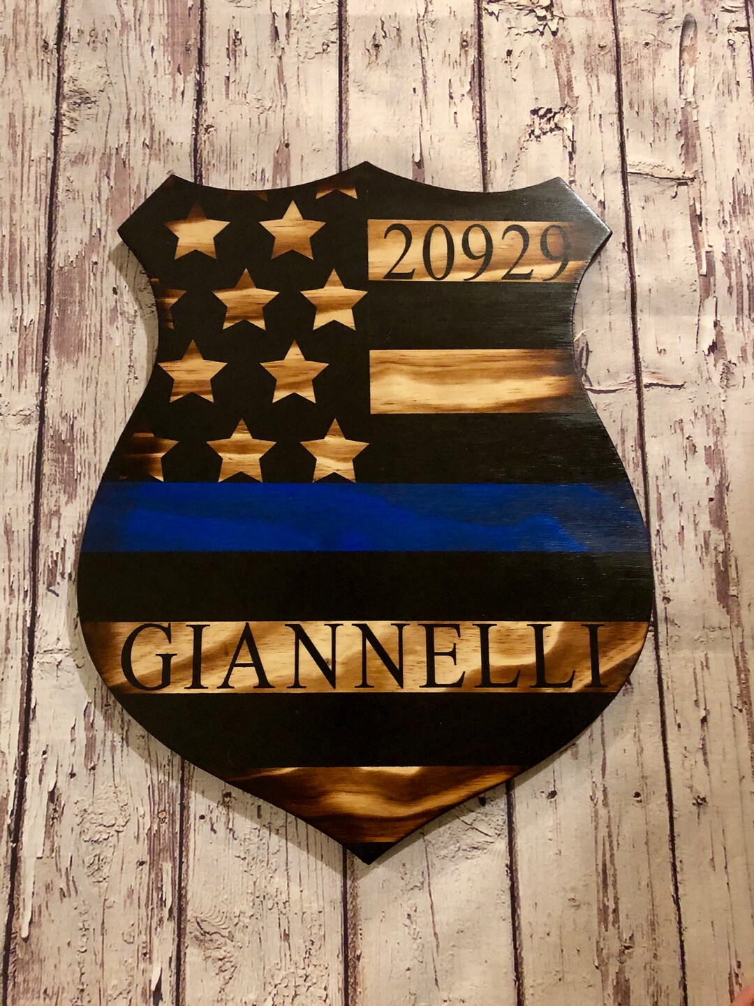 Thin Blue Line Police Badge Law Enforcement Sign American Flag Bar Sign ...