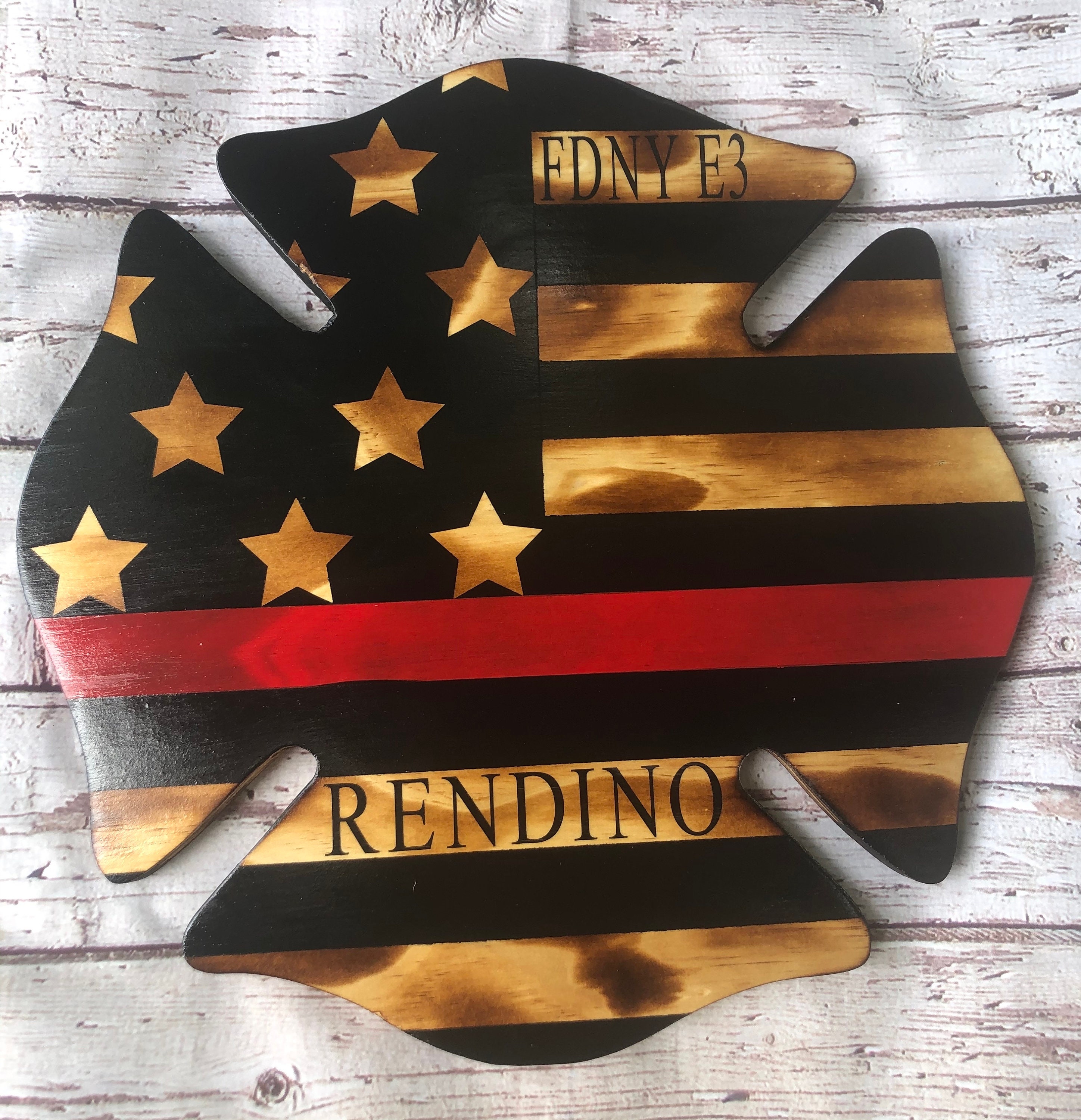 Thin Red Line Sign Maltese Cross Fire Department Sign Firefighter ...