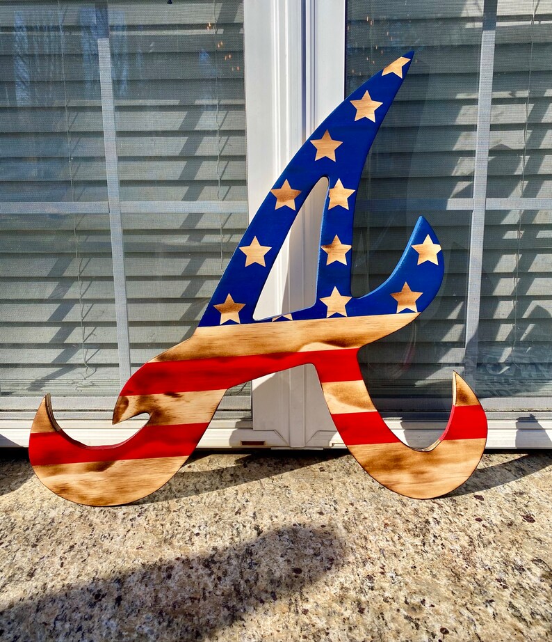 Atlanta Braves Sign | American Flag | Bar Sign | Mancave Sign | Sports ...