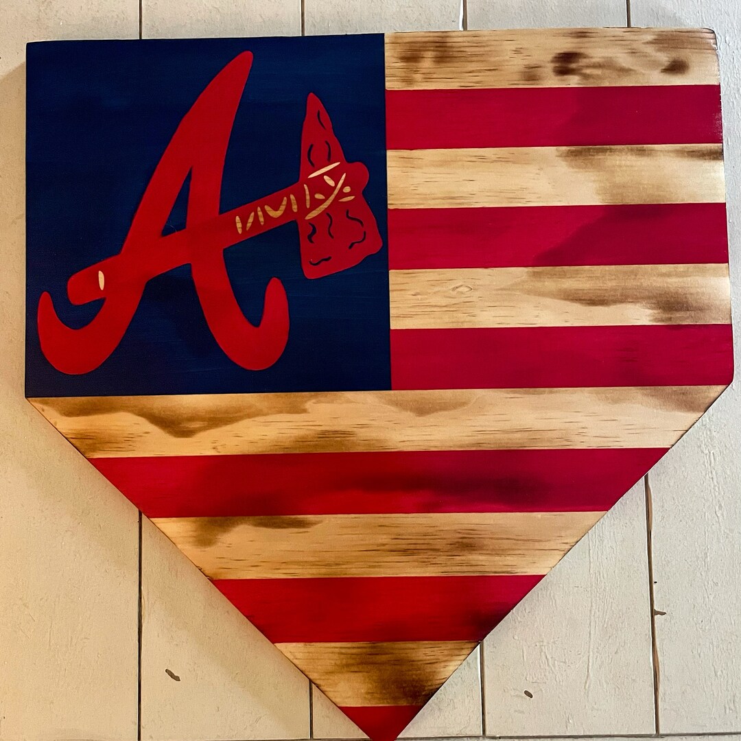 Atlanta Braves Sign American Flag Bar Sign Mancave Sign Sports Sign ...