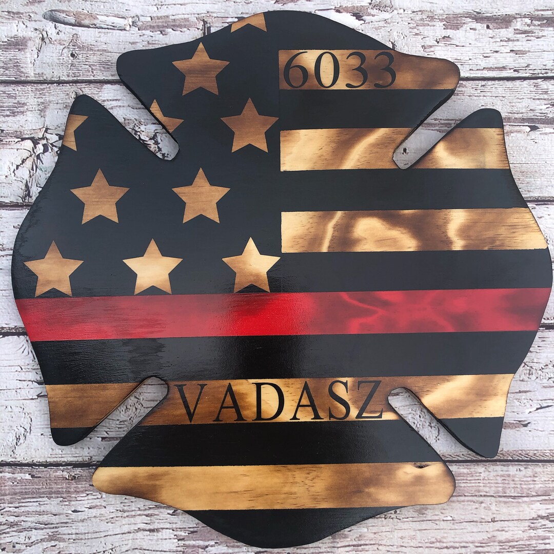 Thin Red Line Sign Maltese Cross Fire Department Sign Firefighter ...