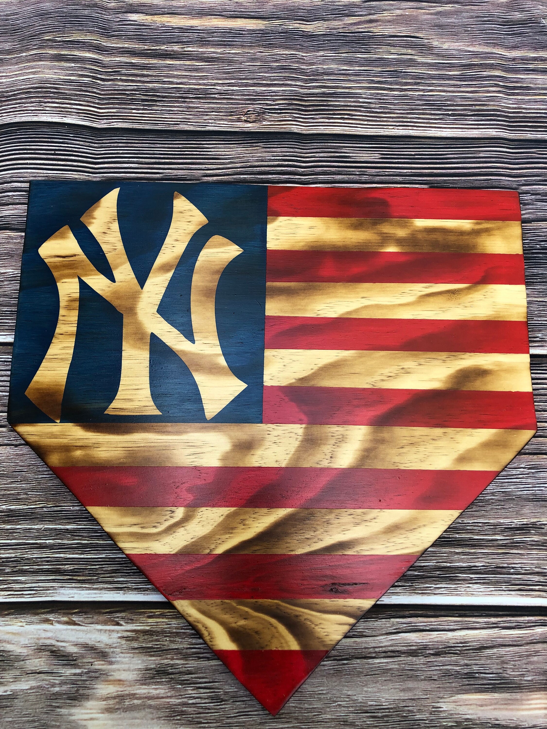 New York Yankees Sign | American Flag | Bar Sign | Mancave Sign ...