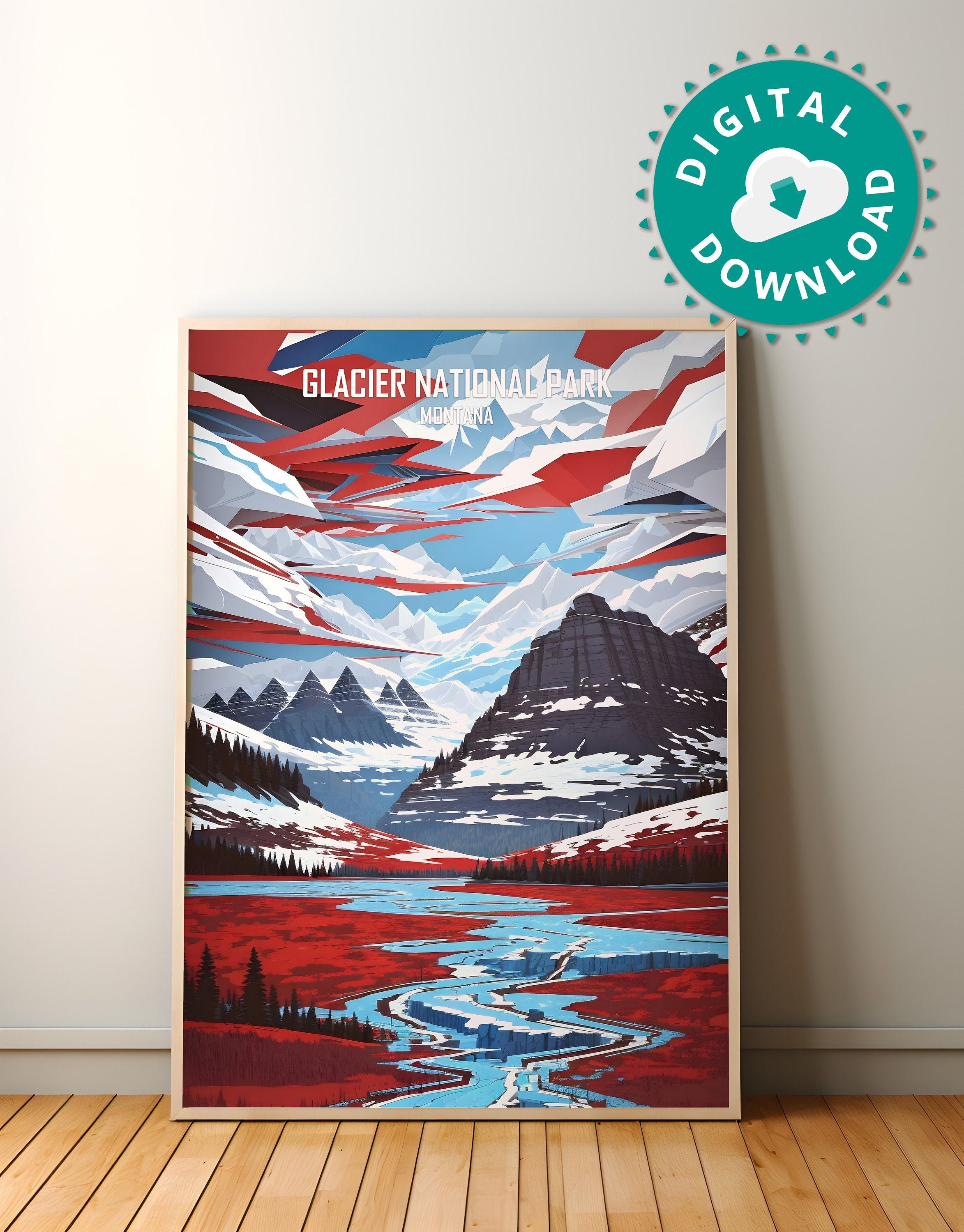 Glacier National Park Poster 01 Montana Wall Art Nature - Etsy