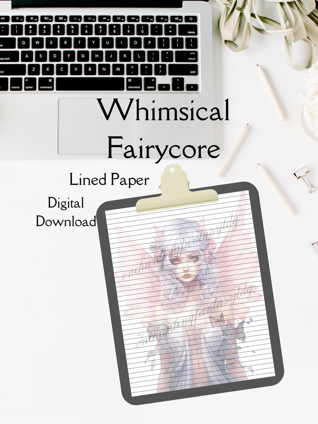 Whimsical Fairycore Lined Paper Pastel Fantasy Fairy Stationery Digital ...