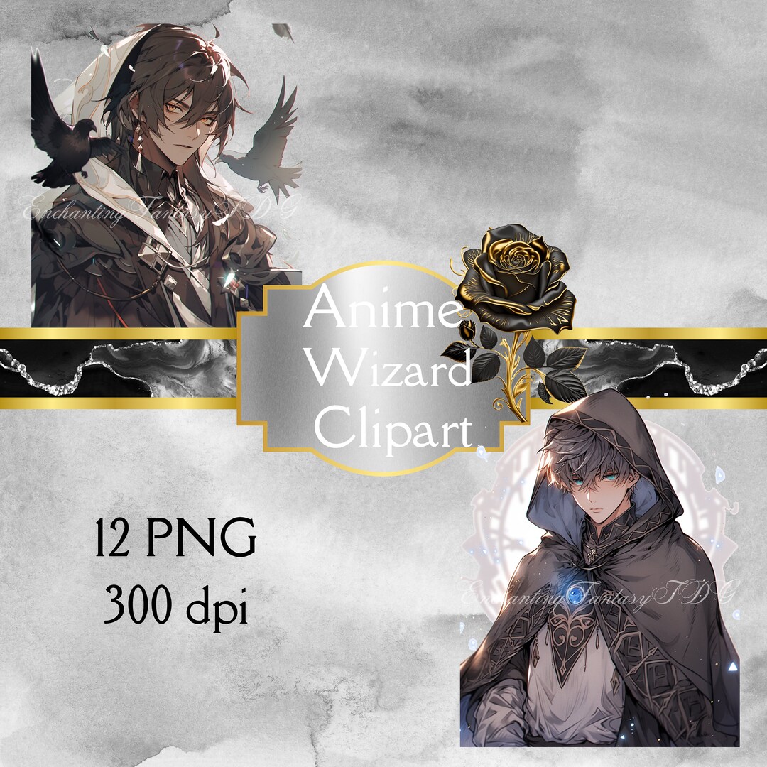 12 Anime Wizard Clipart, Transparent Background, Commercial Use - Etsy