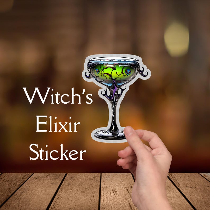 Witch's Elixir Sticker Gothic Halloween Drink Fantasy Die Cut Clear ...