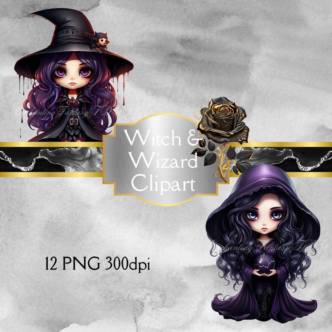 12 Adorable Teen Witch & Wizard Clipart Collection - Etsy