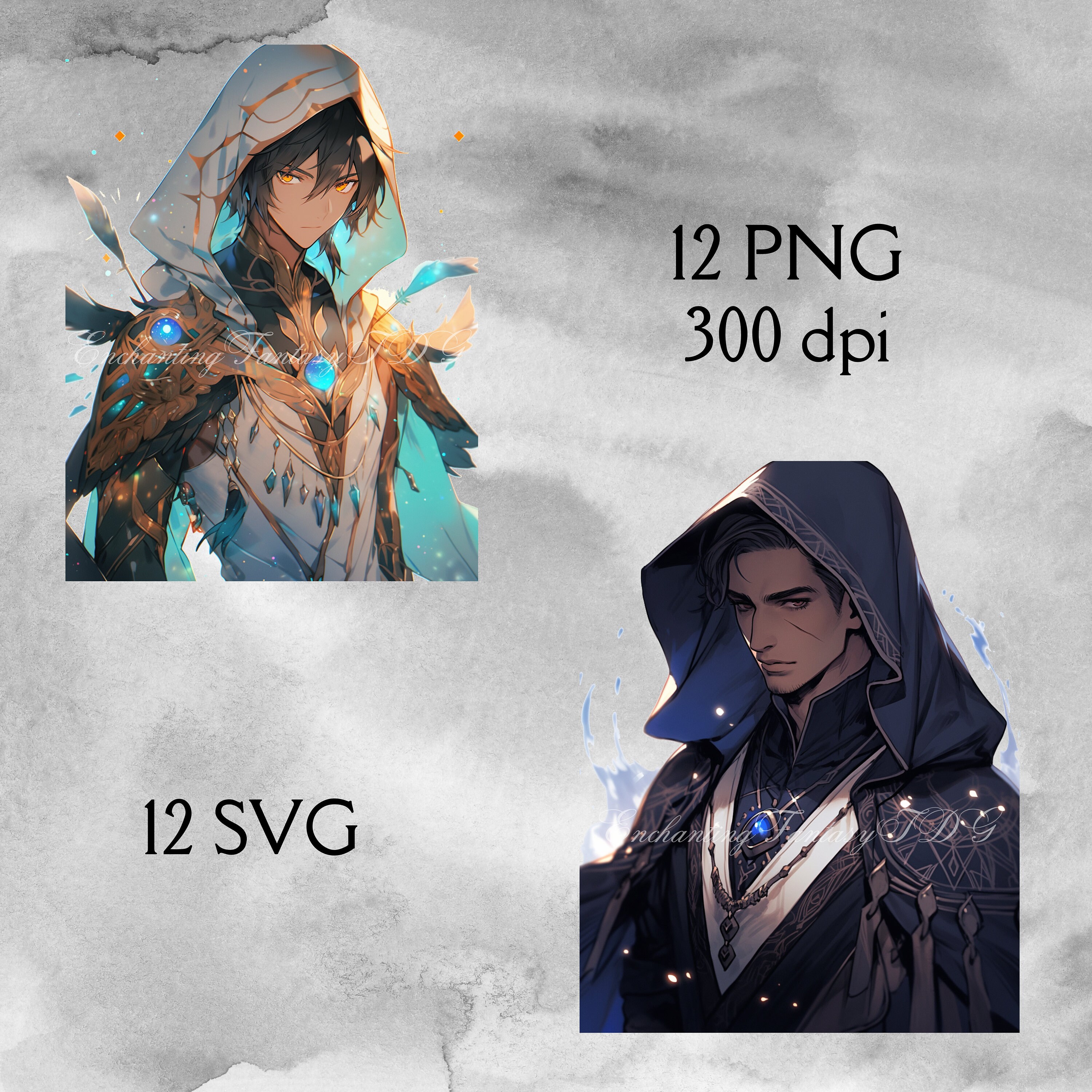 12 Anime Wizard Clipart Transparent Background Commercial - Etsy