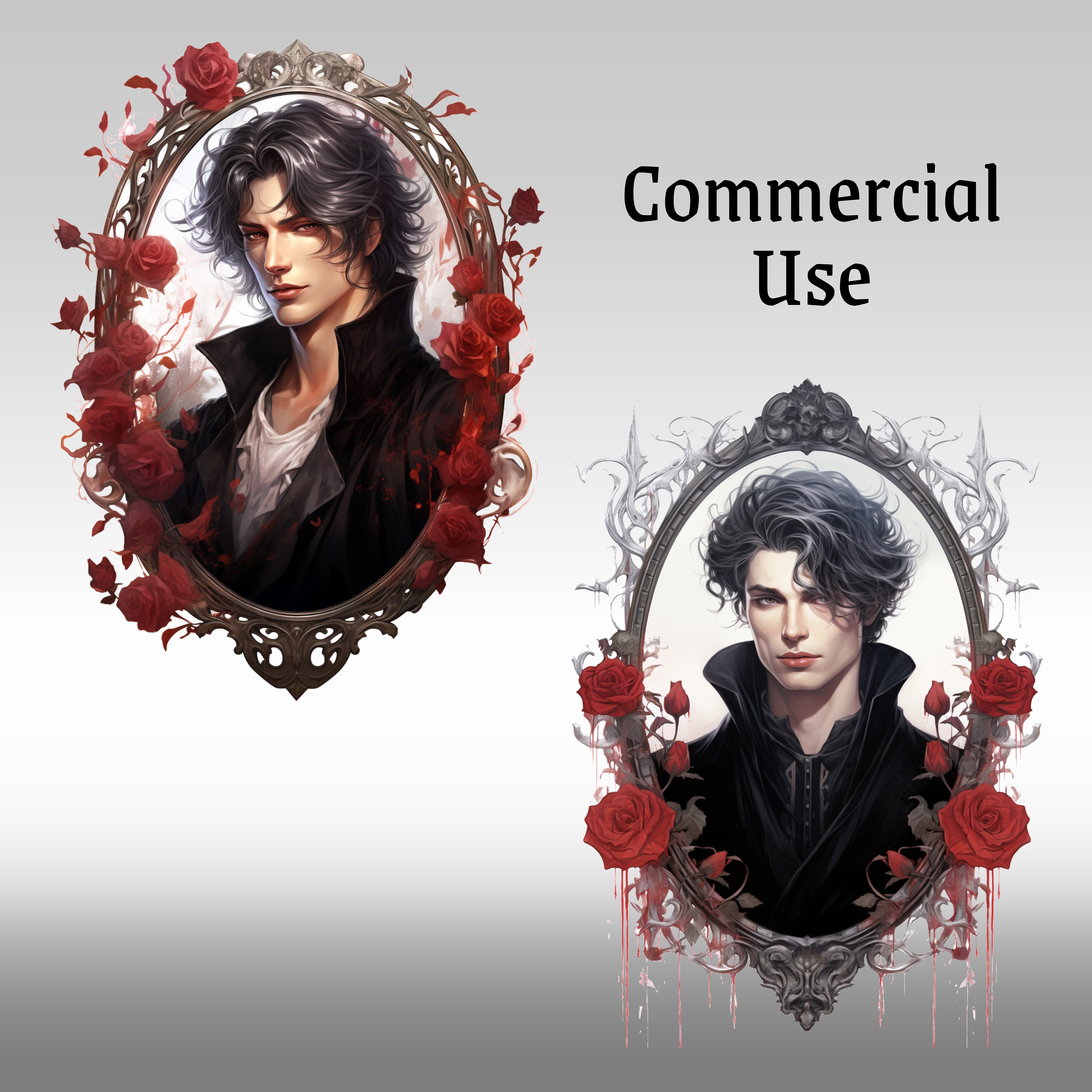 10 Gothic Wizard in Mirror Clipart PNG 300dpi - Etsy