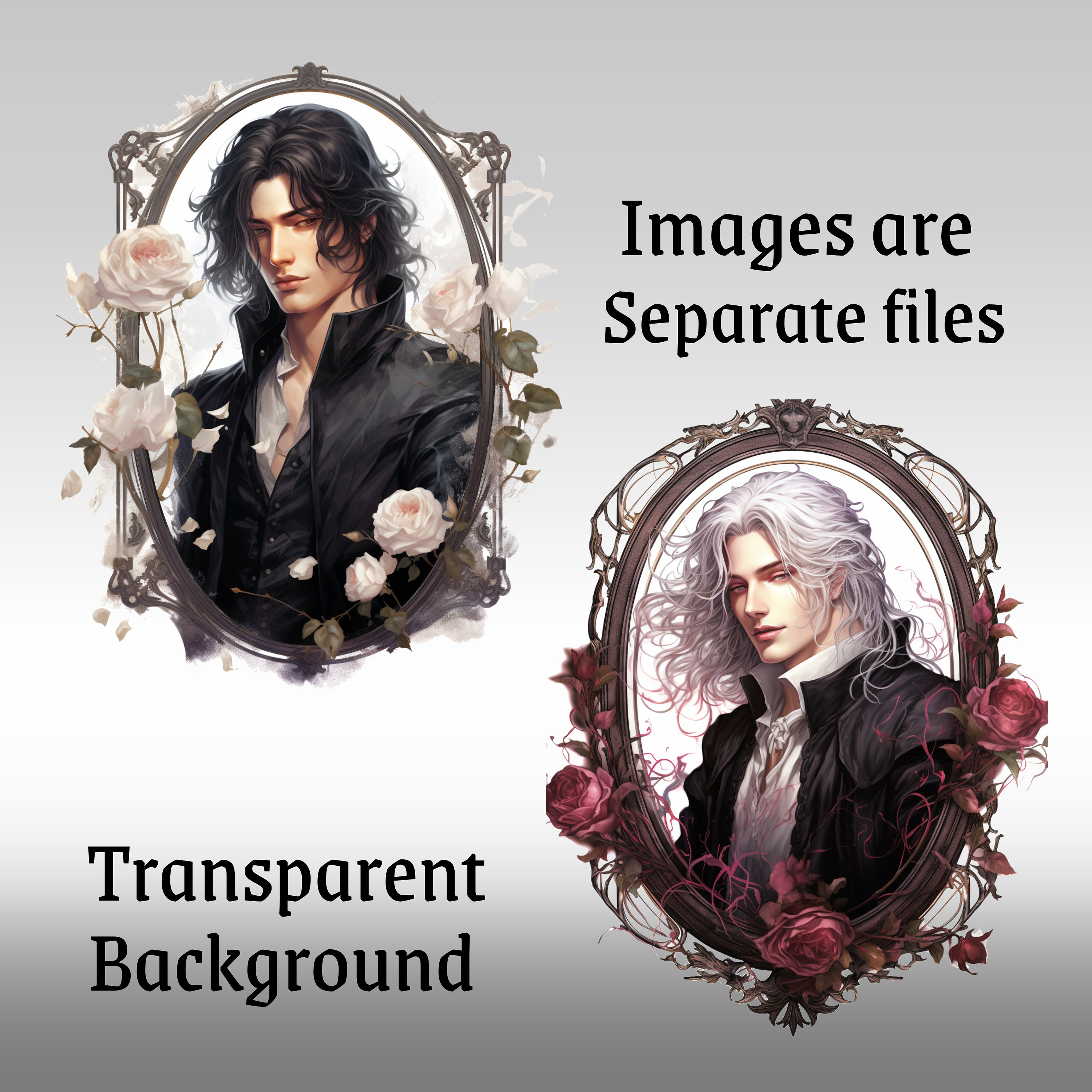 10 Gothic Wizard in Mirror Clipart PNG 300dpi & SVG - Etsy