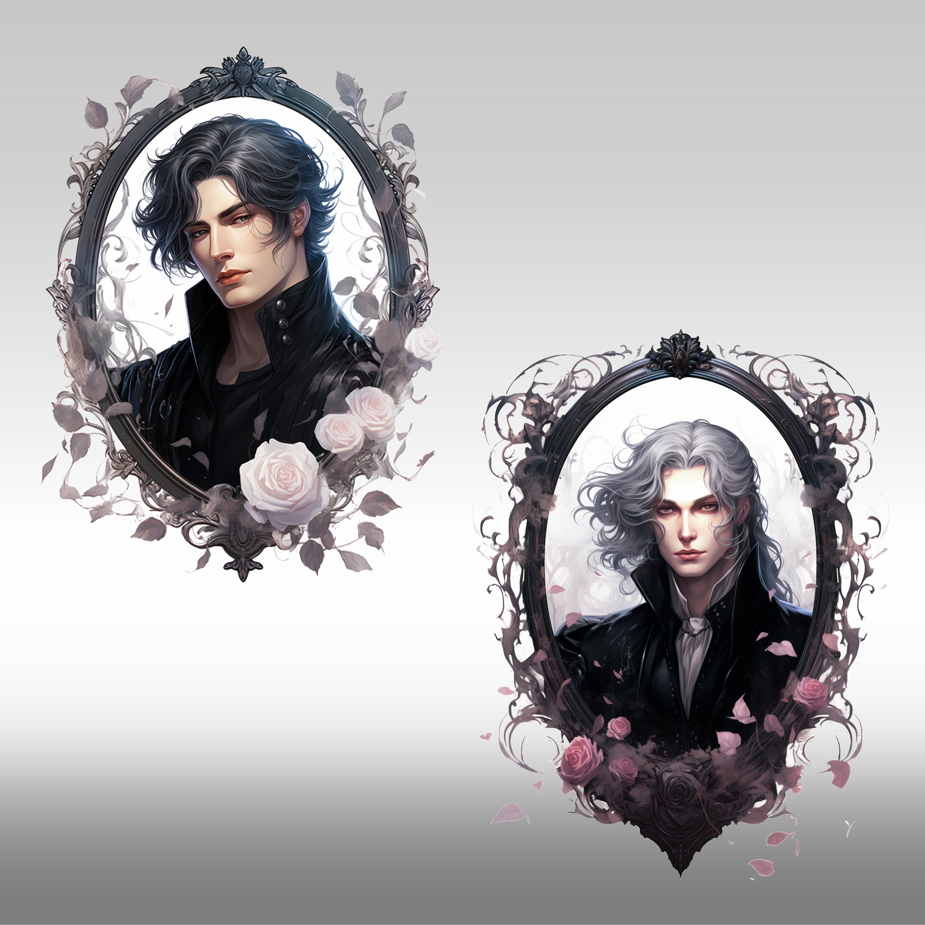 10 Gothic Wizard in Mirror Clipart PNG 300dpi - Etsy