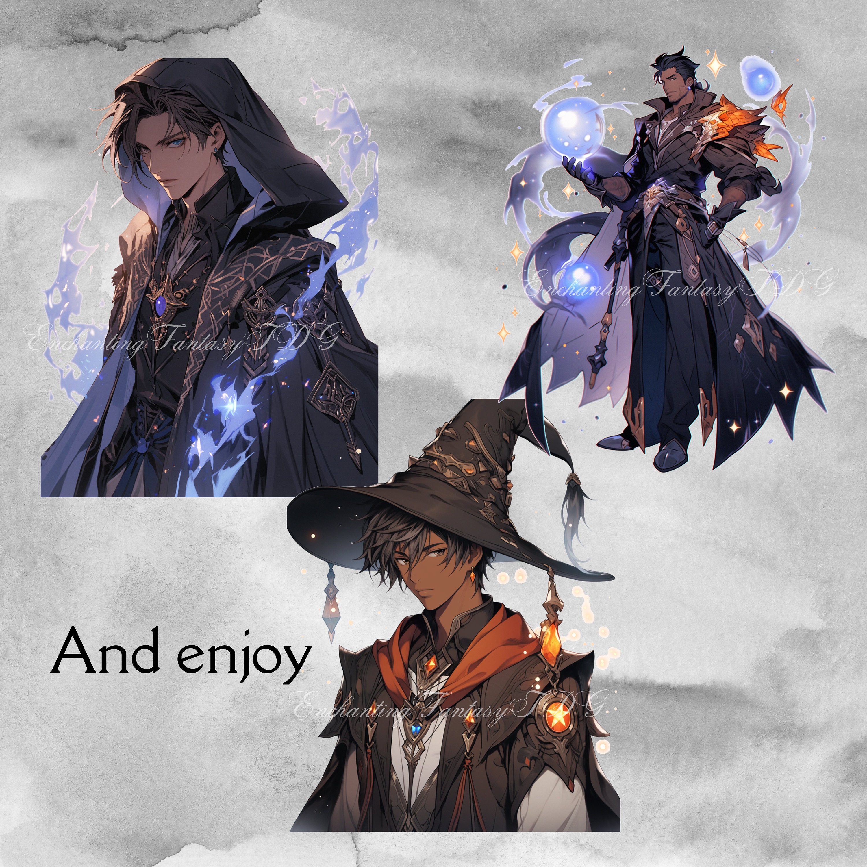 12 Anime Wizard Clipart, Transparent Background, Commercial Use - Etsy