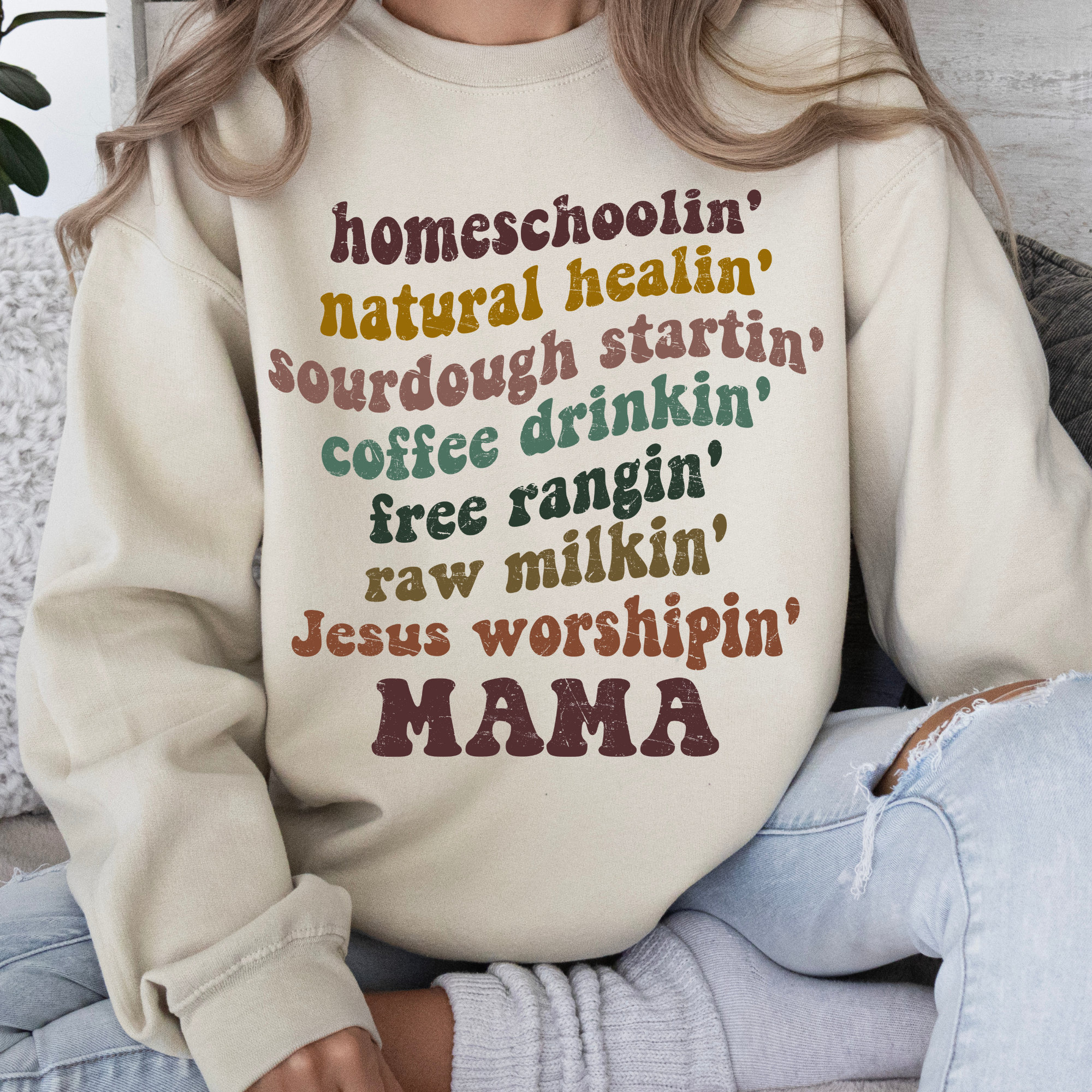 Crunchy Mama Sweatshirt Homeschool Coffee Organic Sourdough Starter ...