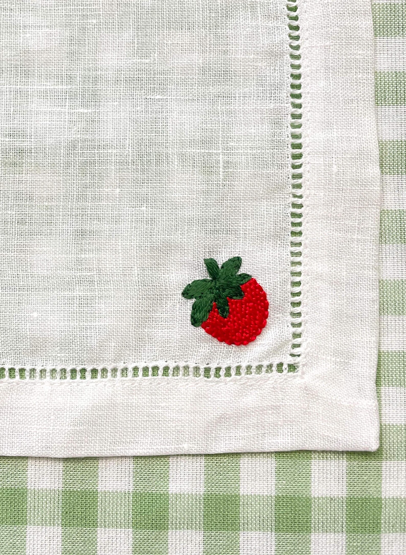 Summer Foods Hand Embroidered Linen Cocktail Napkins | Set of 4 ...