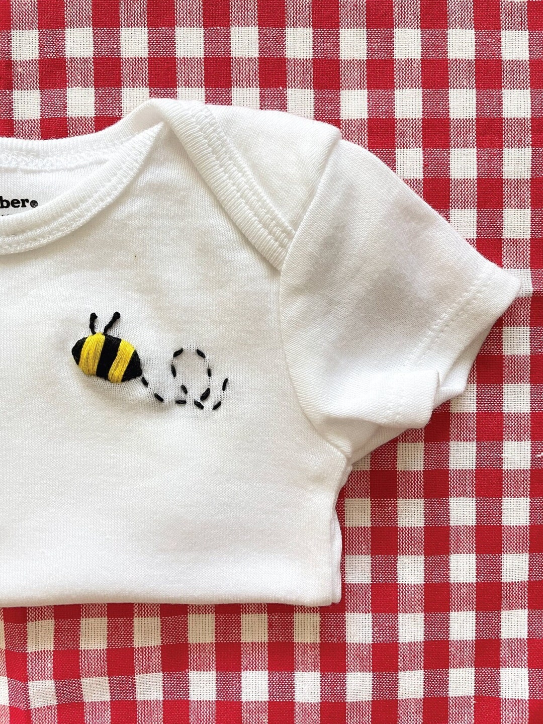 Bumble Bee Baby Outfit, Hand Embroidered Bee, Baby Shower Gift, Bee ...