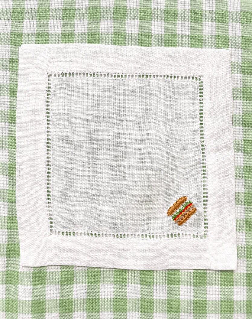 Summer Foods Hand Embroidered Linen Cocktail Napkins | Set of 4 ...
