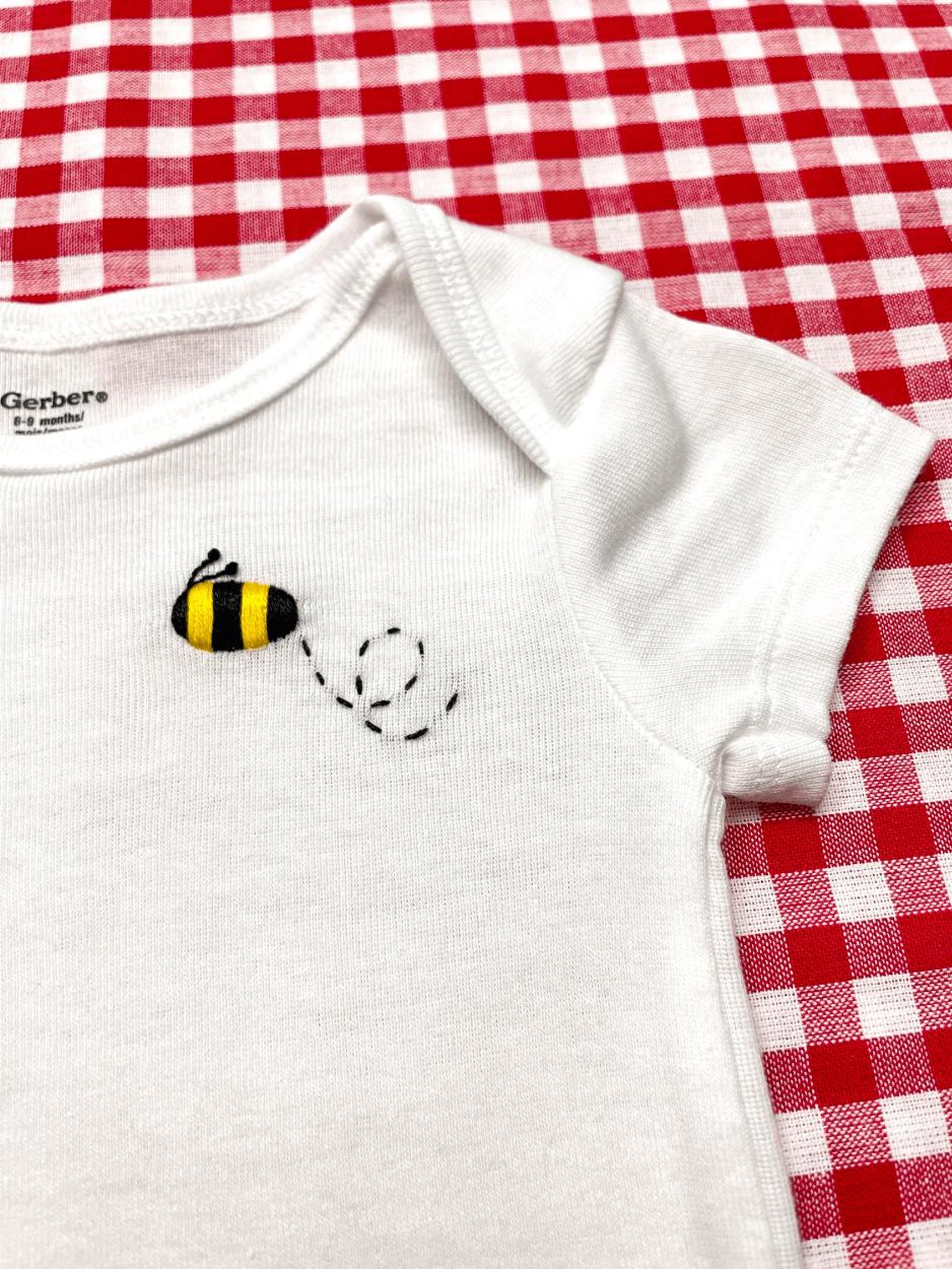 Bumble Bee Baby Outfit Hand Embroidered Bee Bodysuit Fun Bumble Bee ...