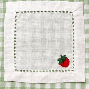 Summer Foods Hand Embroidered Linen Cocktail Napkins | Set of 4 ...