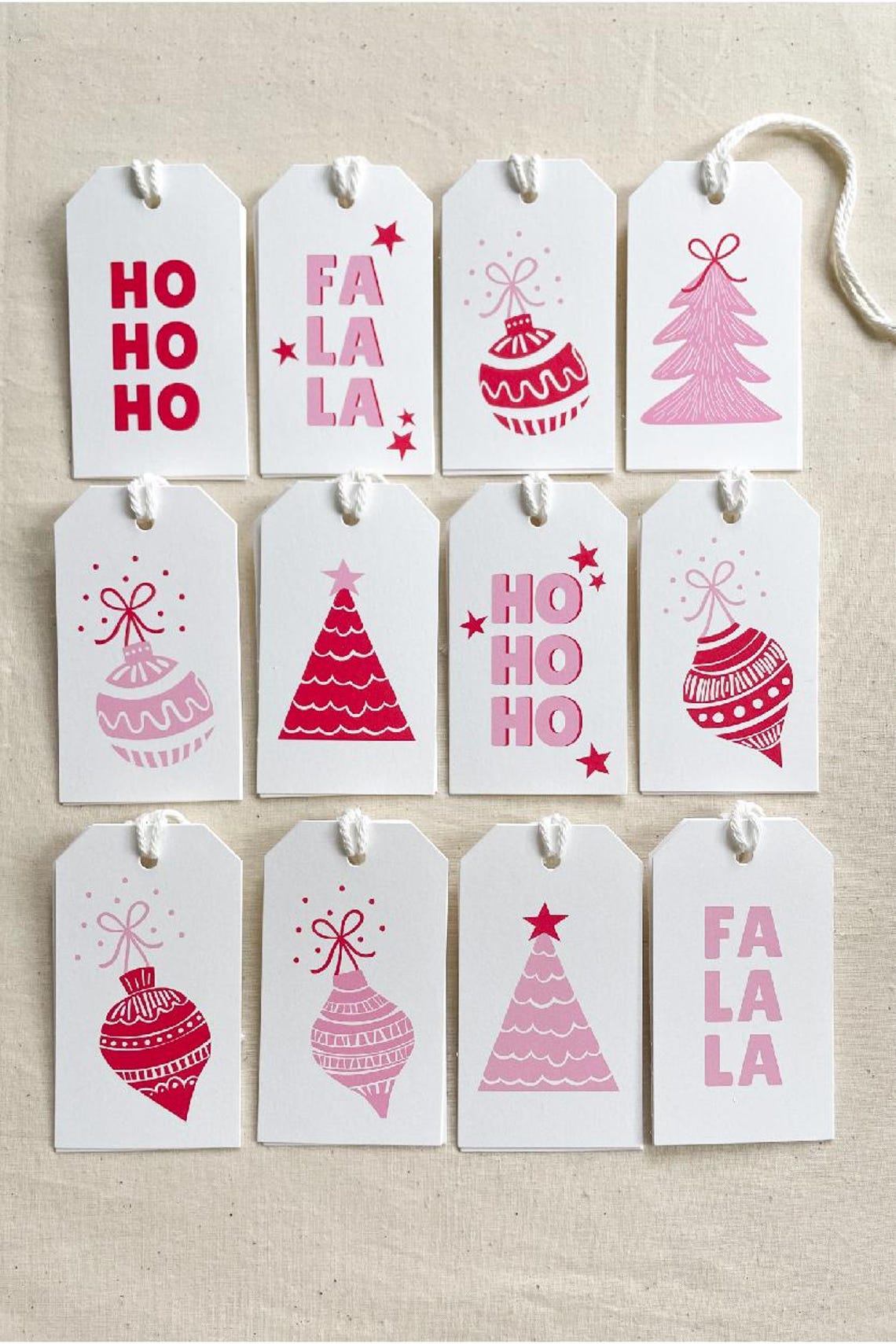Pink & Red Christmas Gift Tag Set | Holiday Presents - Etsy