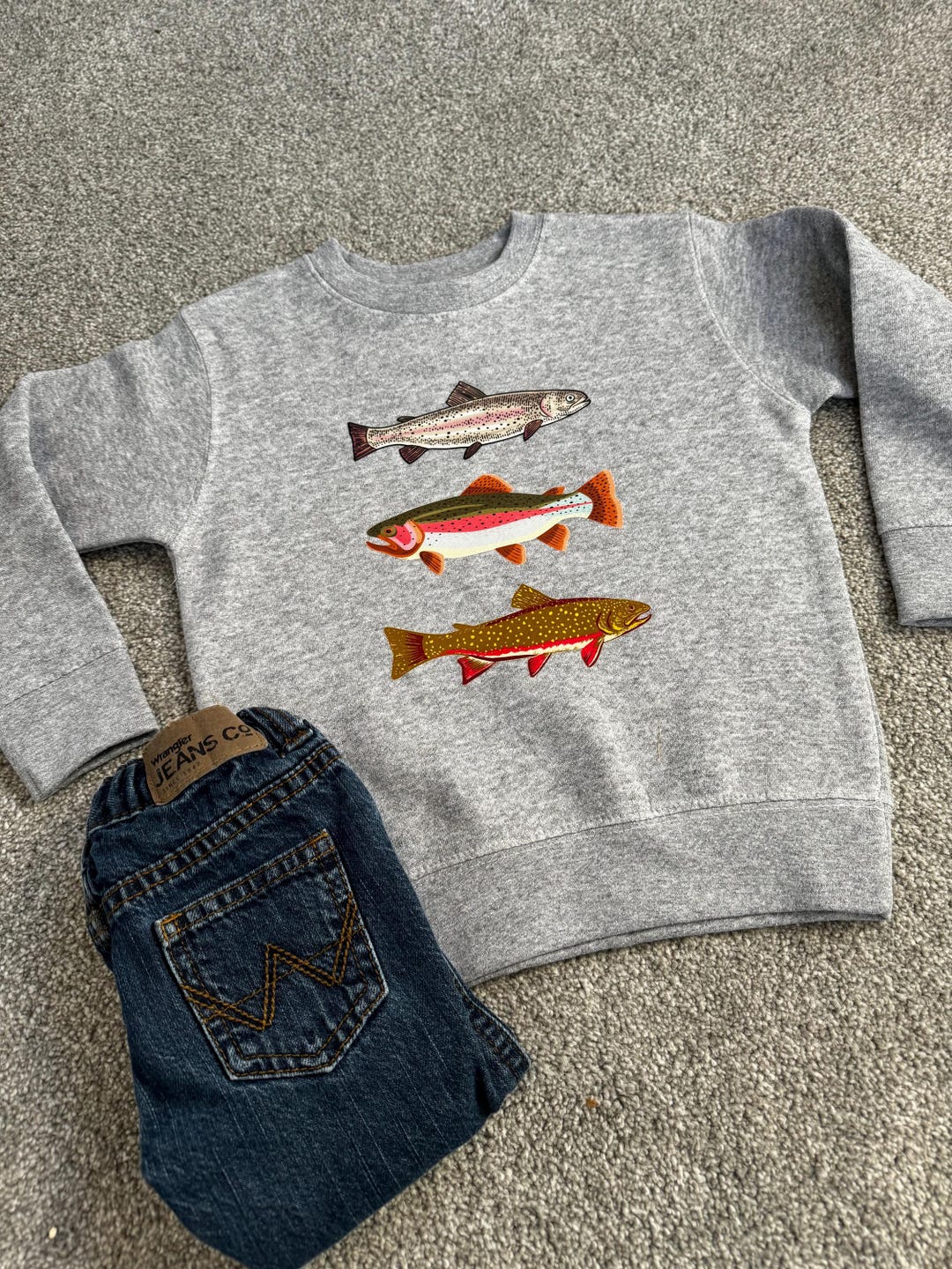 Youth Trout Crewneck| Children’s Fish Shirt| Youth Gender Neutral ...