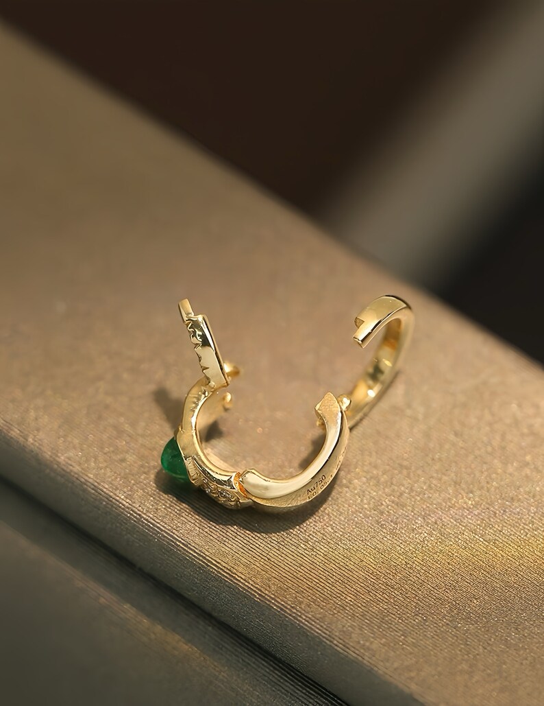 18K Gold Diamond Emerald Reversible Dual-opening Clasp Jewelry Finding Versatile DIY Clasp for ...