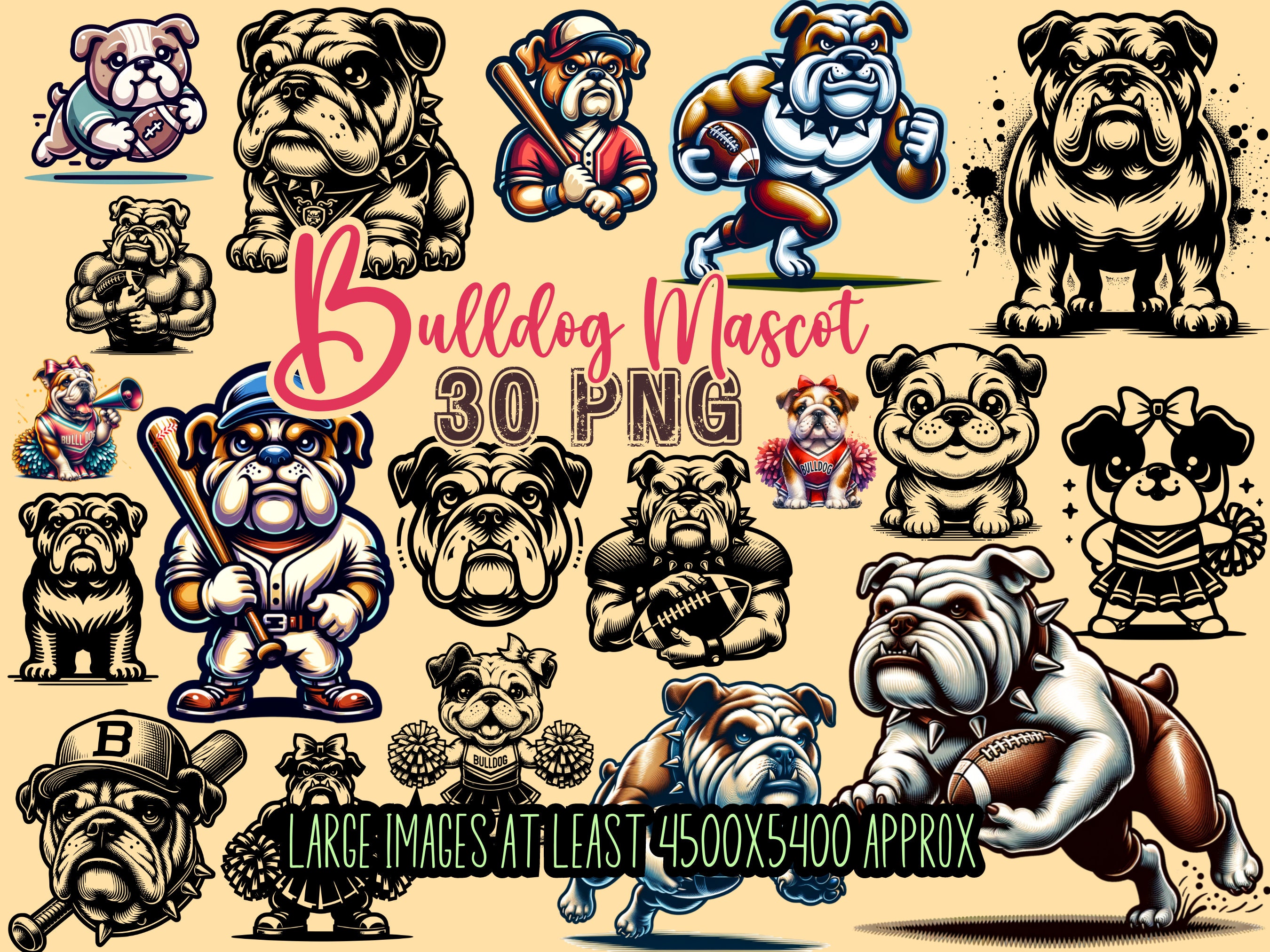 Bulldog Mascot Png Bundle, Bulldog Cheerleader, Bulldog Football ...