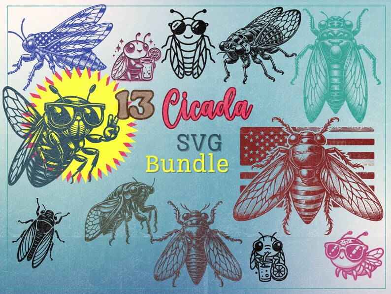 Cicada SVG Sublimation Bundle Clipart, Insect Fan Lover, Cicada Brood ...