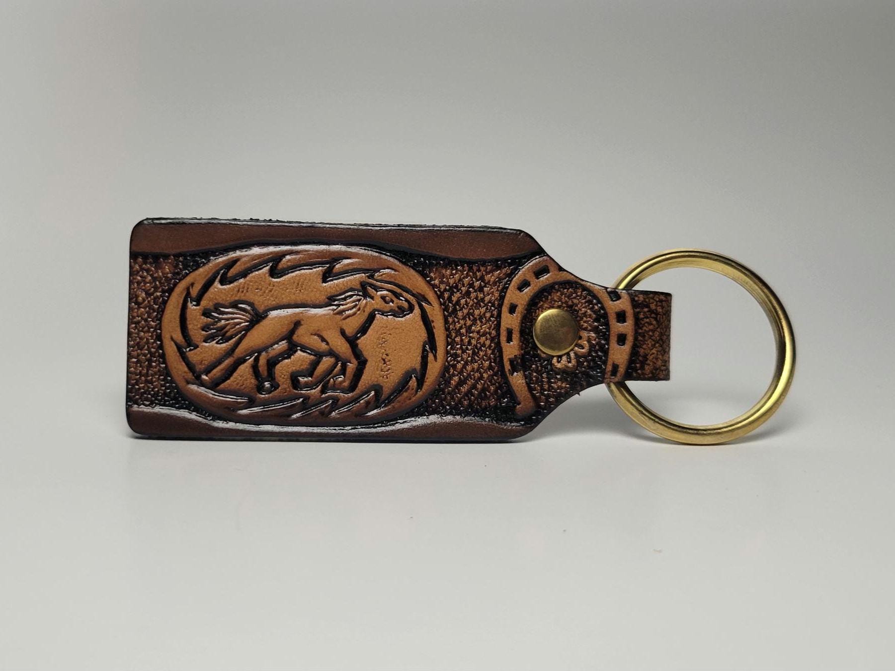 Leather Keychain - Etsy