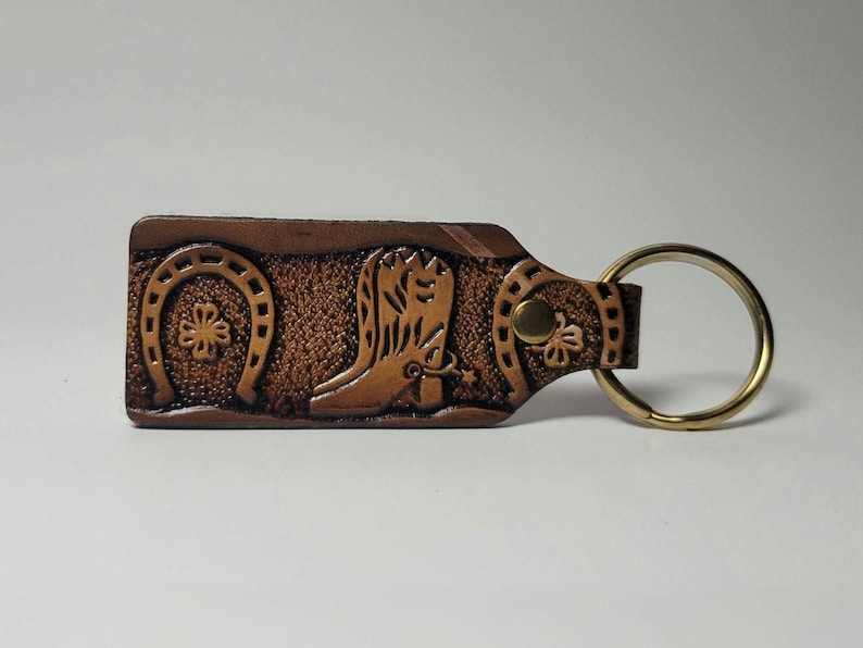 Leather Keychain - Etsy