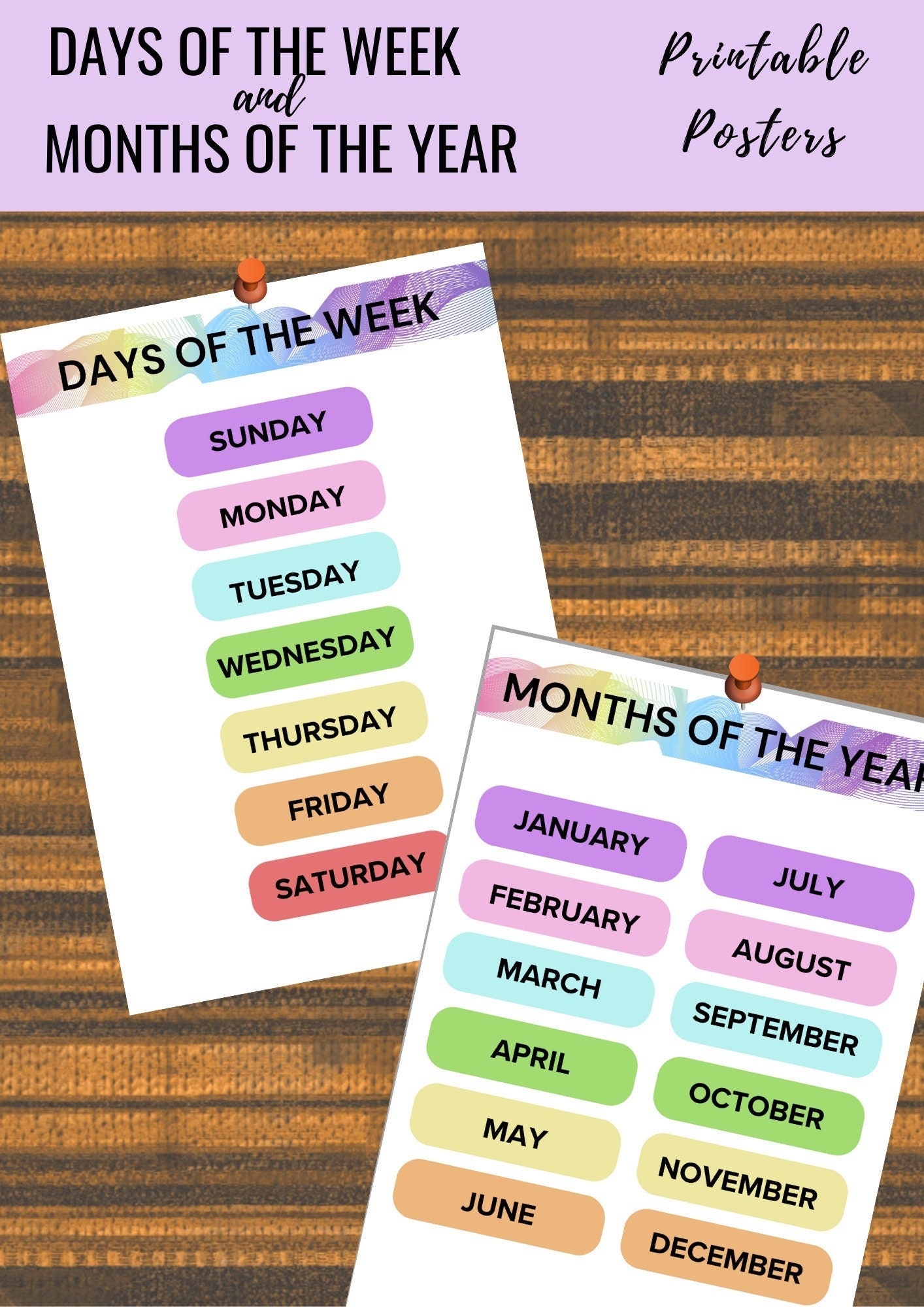 Days of the Week and Months of the Year Posters - Etsy