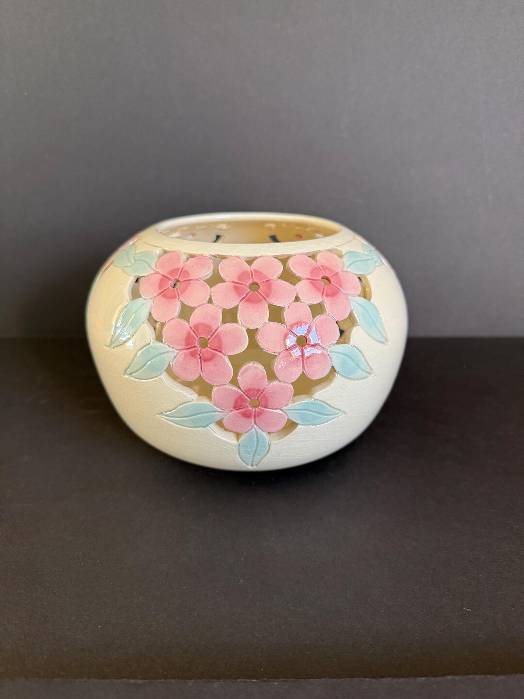 David Nelson Pottery Vase Round Bowl Pierced Cut - Etsy